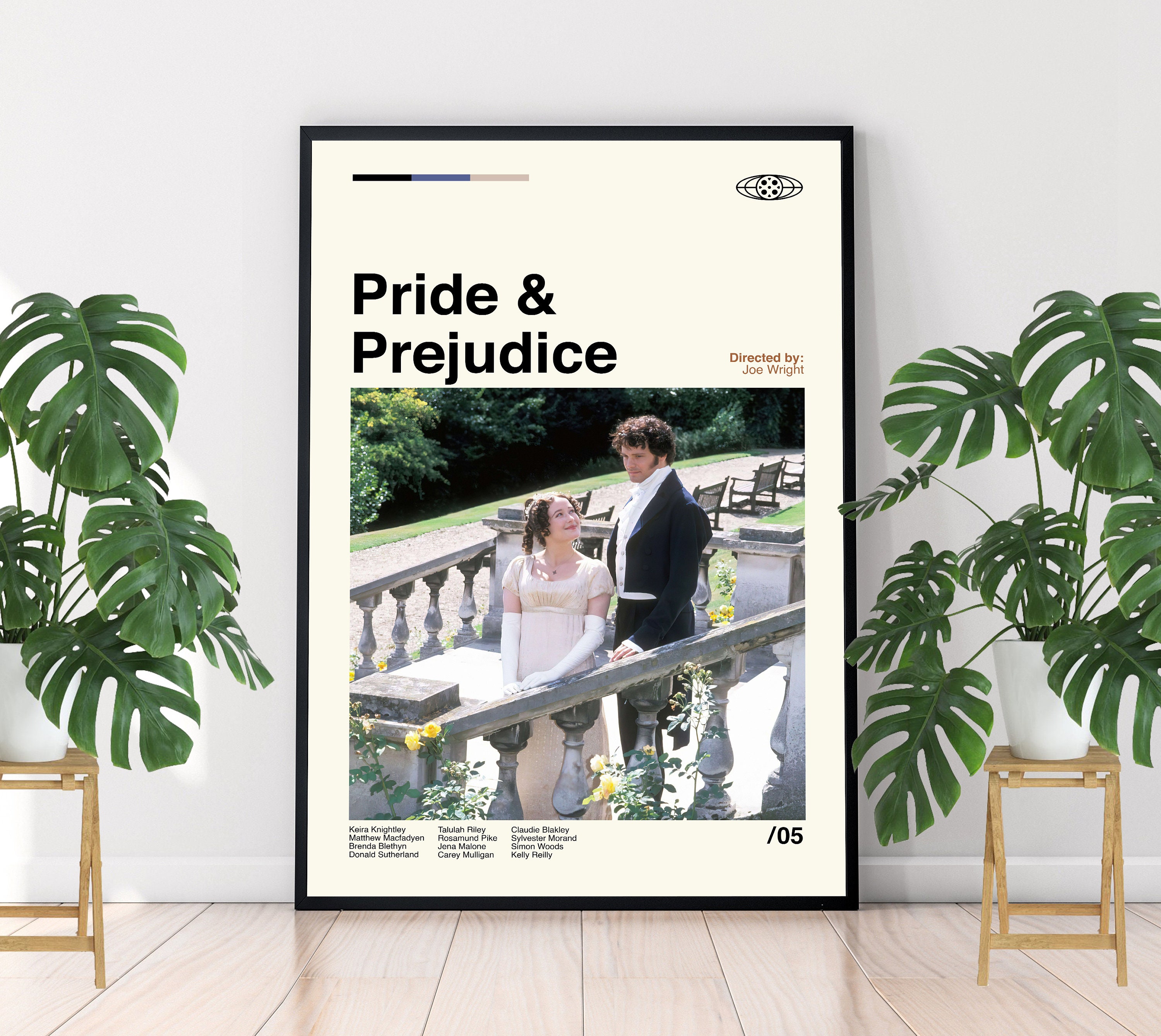Pride and Prejudice Poster, Movie Poster, Midcentury Art, Minimalist ...