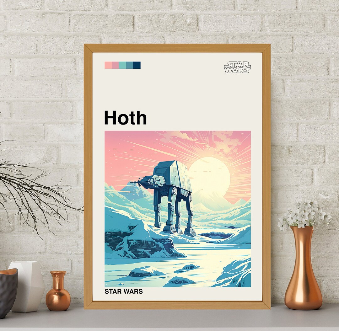 Hoth Poster, Star Wars Poster, Movie Poster, Midcentury Art, Minimalist ...
