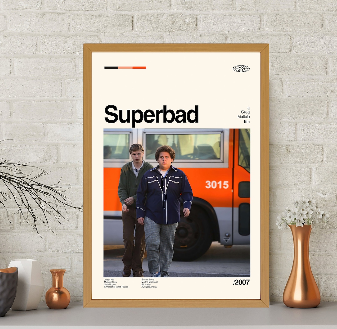 Superbad Poster, Superbad Print, Minimalist Art, Movie Poster, Vintage Poster, Retro Print ...