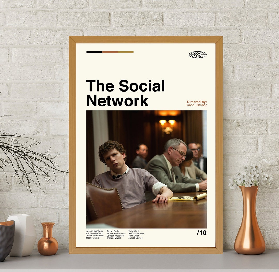 The Social Network Poster, Movie Poster, Midcentury Art, Retro Movie Poster, Minimalist Art ...