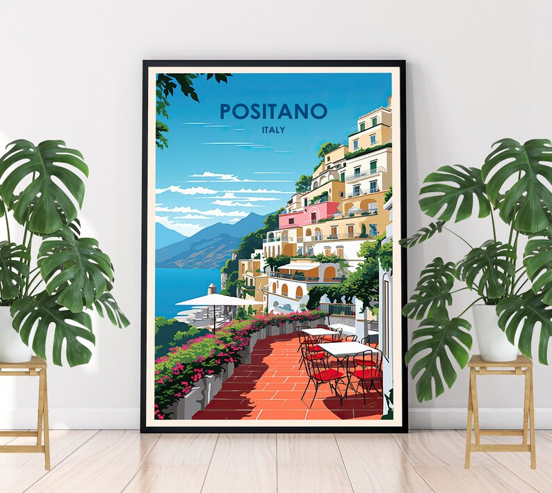 Positano Travel Poster Positano Print Positano Art Italy - Etsy