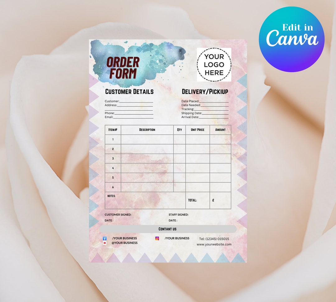 Editable Order Form Template, Modern Order Form, Small Business Forms ...