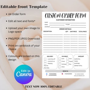 Editable Order Form Template, Modern Order Form, Small Business Forms ...