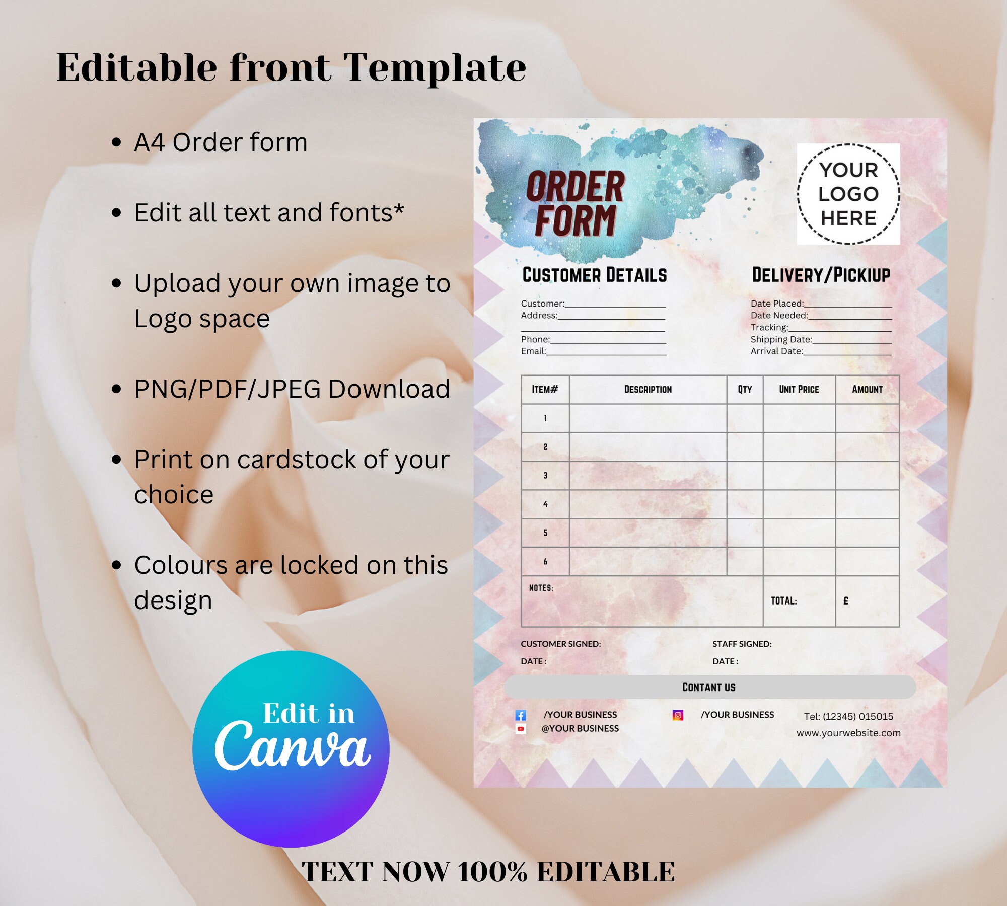 Editable Order Form Template, Modern Order Form, Small Business Forms ...