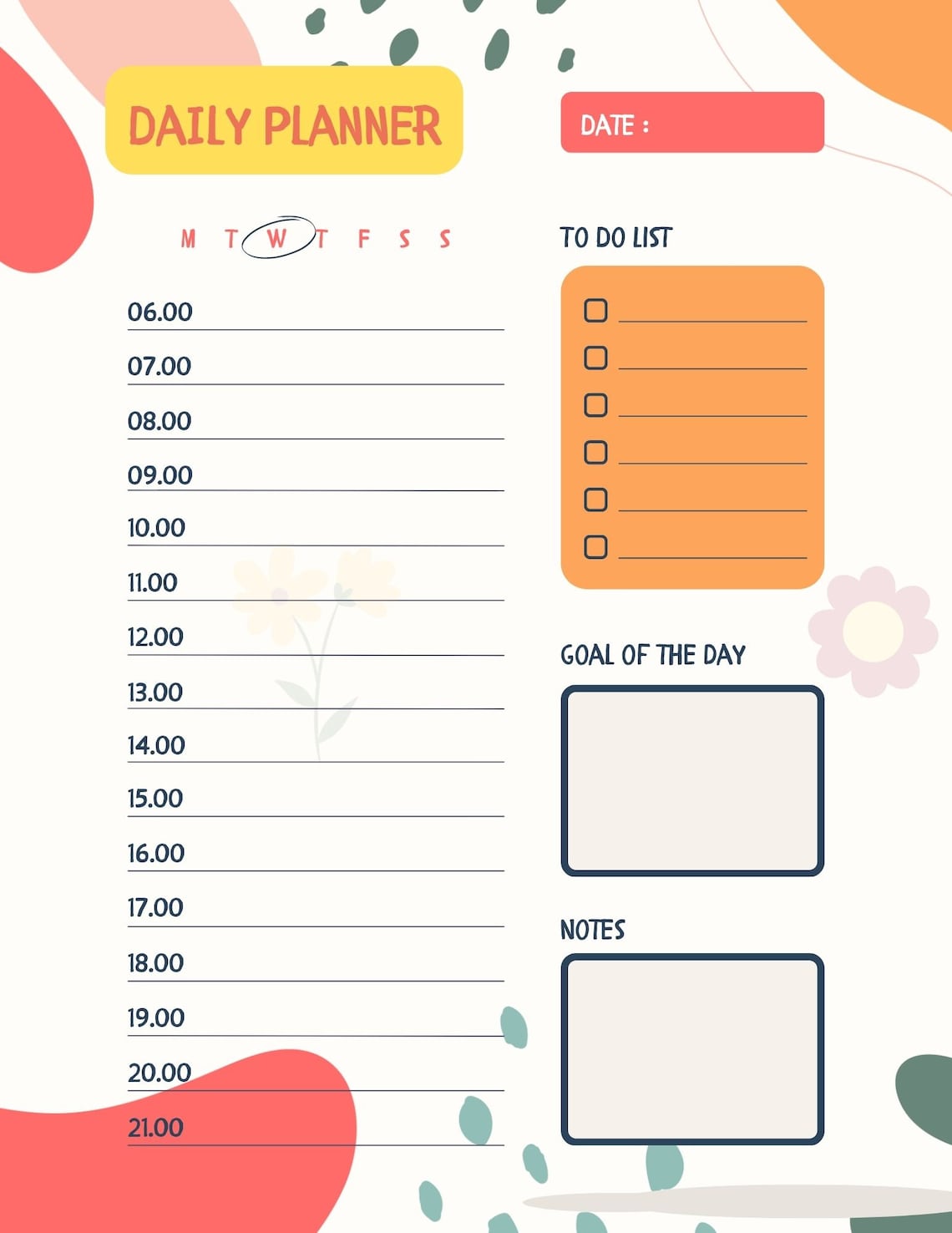 Printable Daily Planner Digital Daily Planner Daily Planner Simple ...