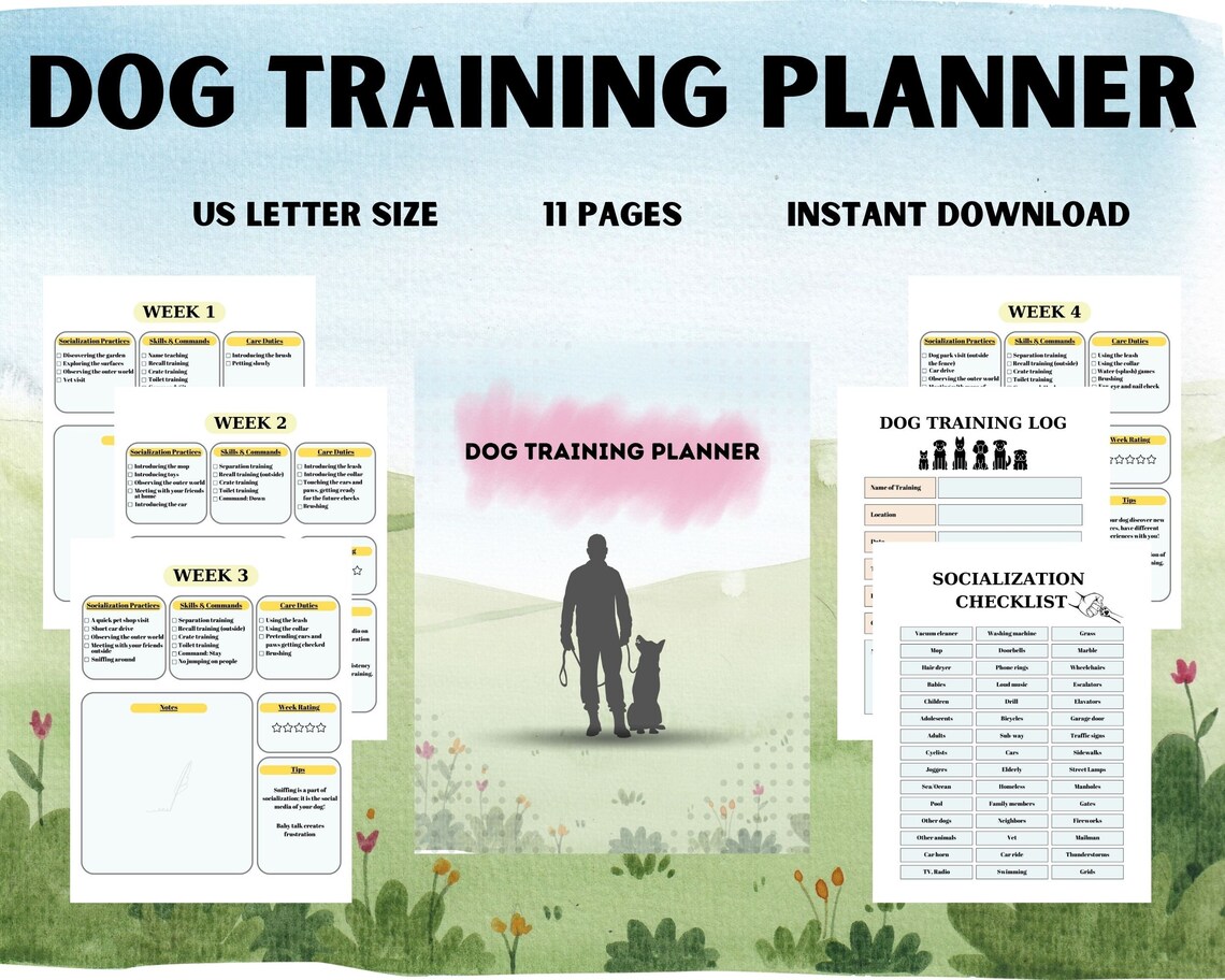 Dog Training Planner Dog Training Printable Dog Planner Puppy Training ...