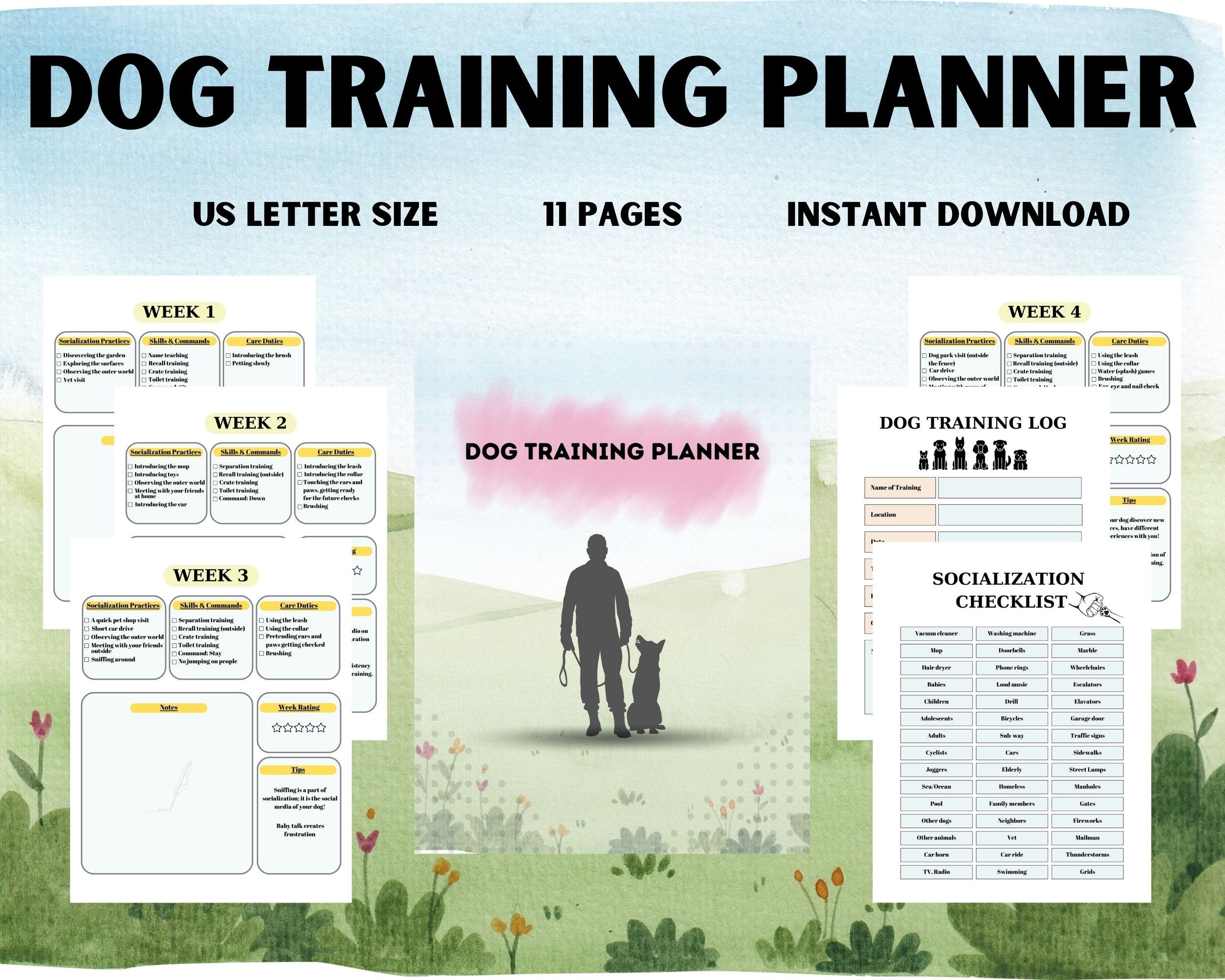 Dog Training Planner Dog Training Printable Dog Planner Puppy Training ...
