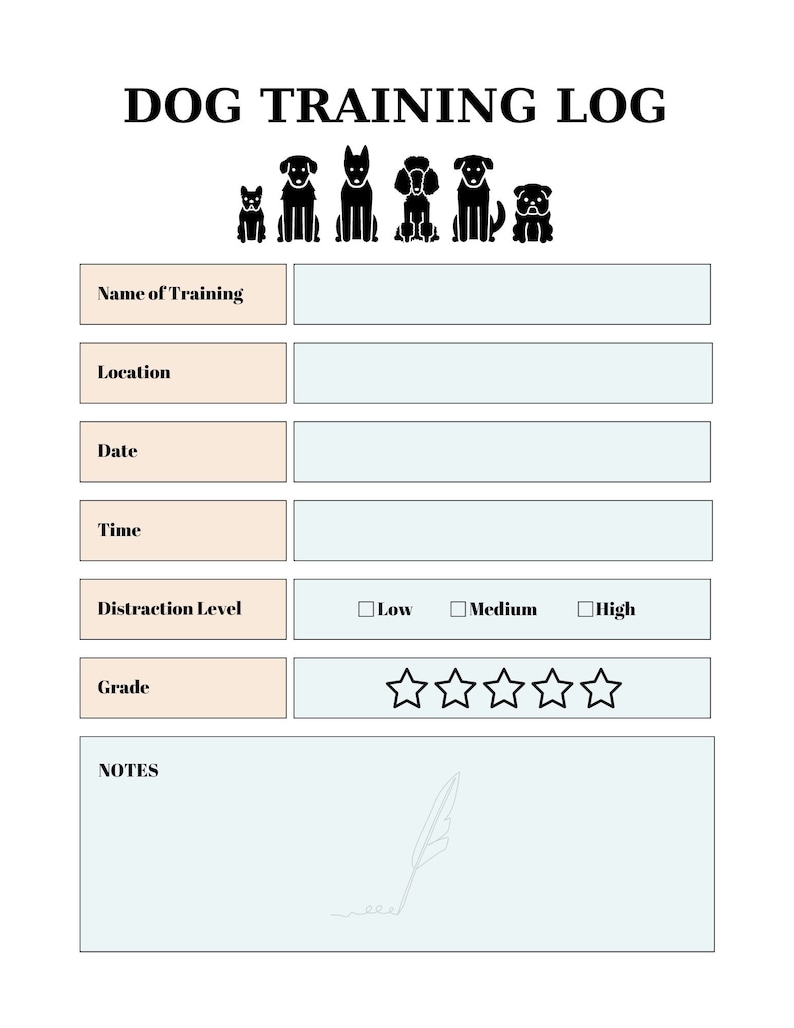 Dog Training Planner Dog Training Printable Dog Planner Puppy Training ...