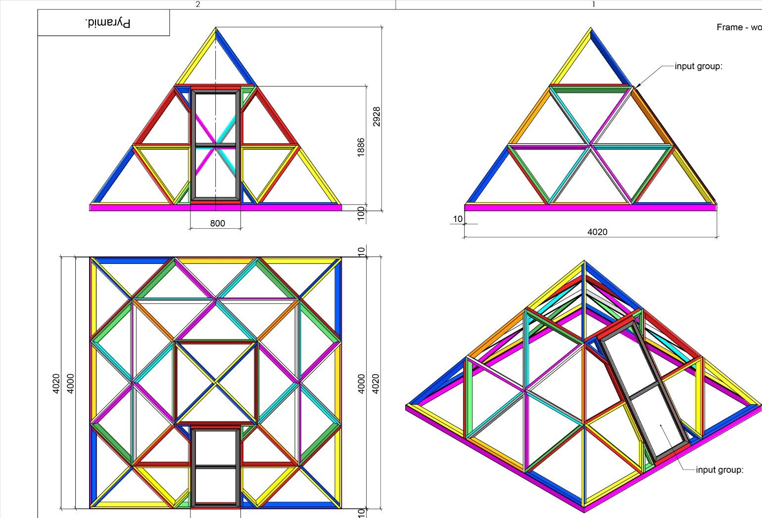 Building Plan Pyramid 4x4 Meter-digital Files/digital Plans/working ...