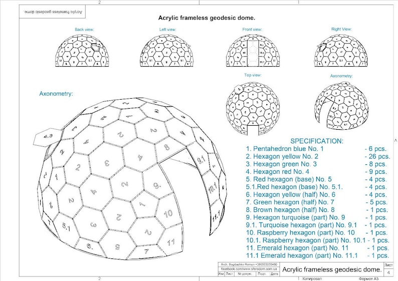 Geodesic Dome 4 Meter Acrylic-laser Cutting Plans/ Digital - Etsy UK