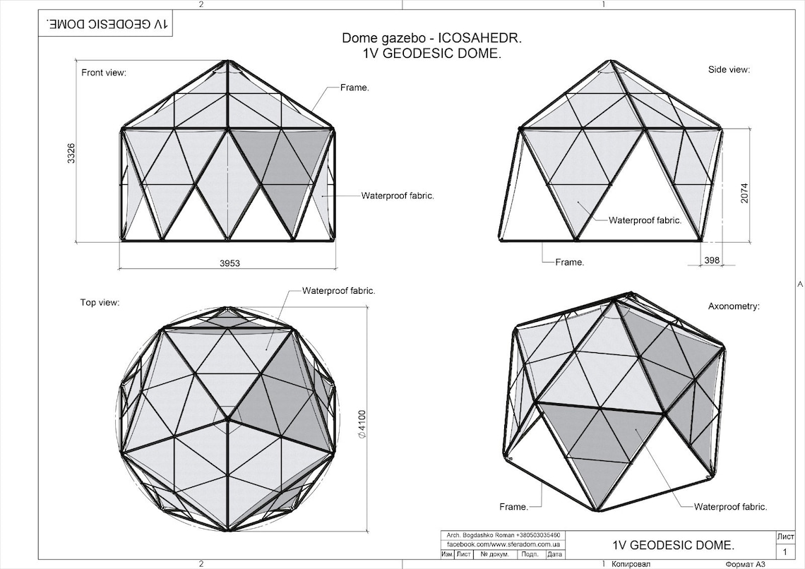 Geodesic Dome 1V Plans Digital Plans/working Drawings/diy Build Plans ...
