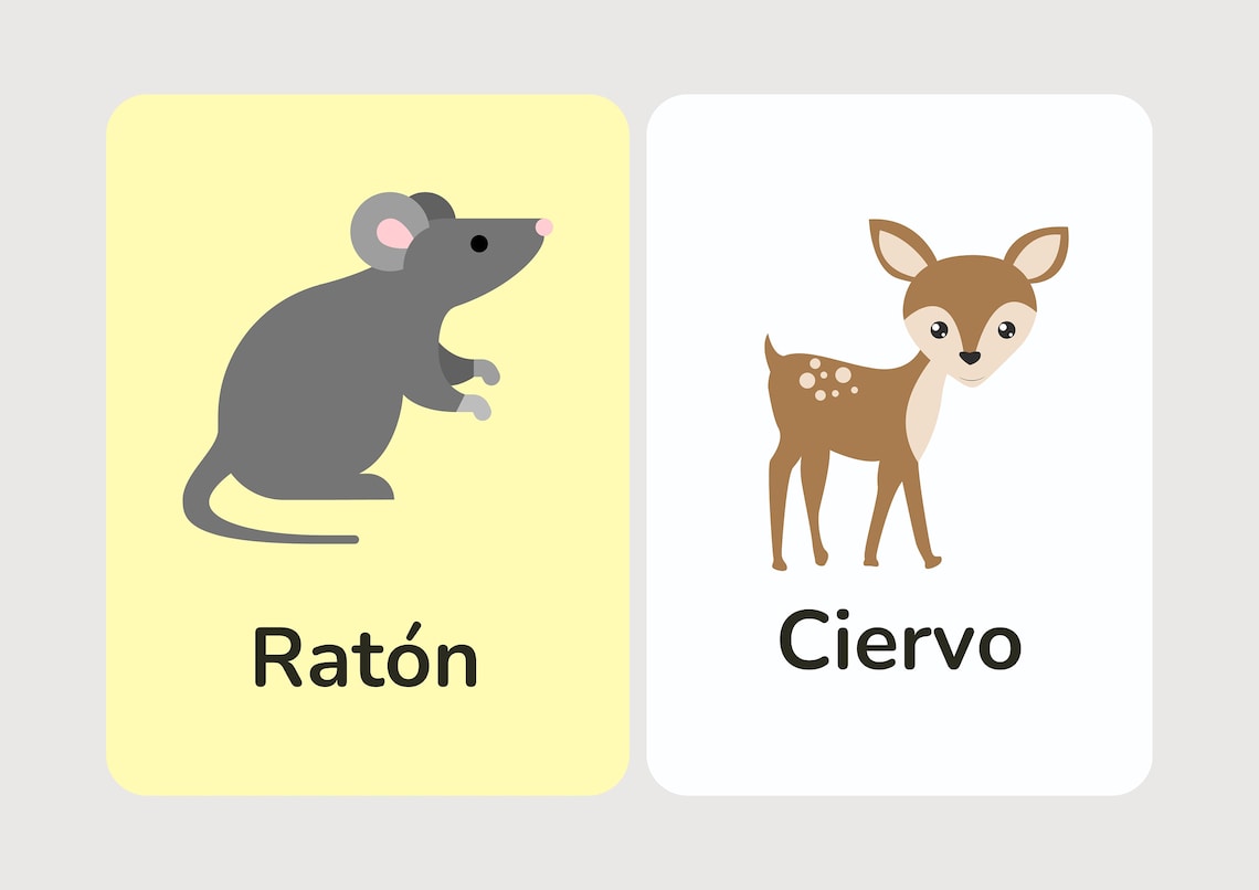 Spanish Animal Flashcards Teach Kids Spanish Español Learning Bilingual ...