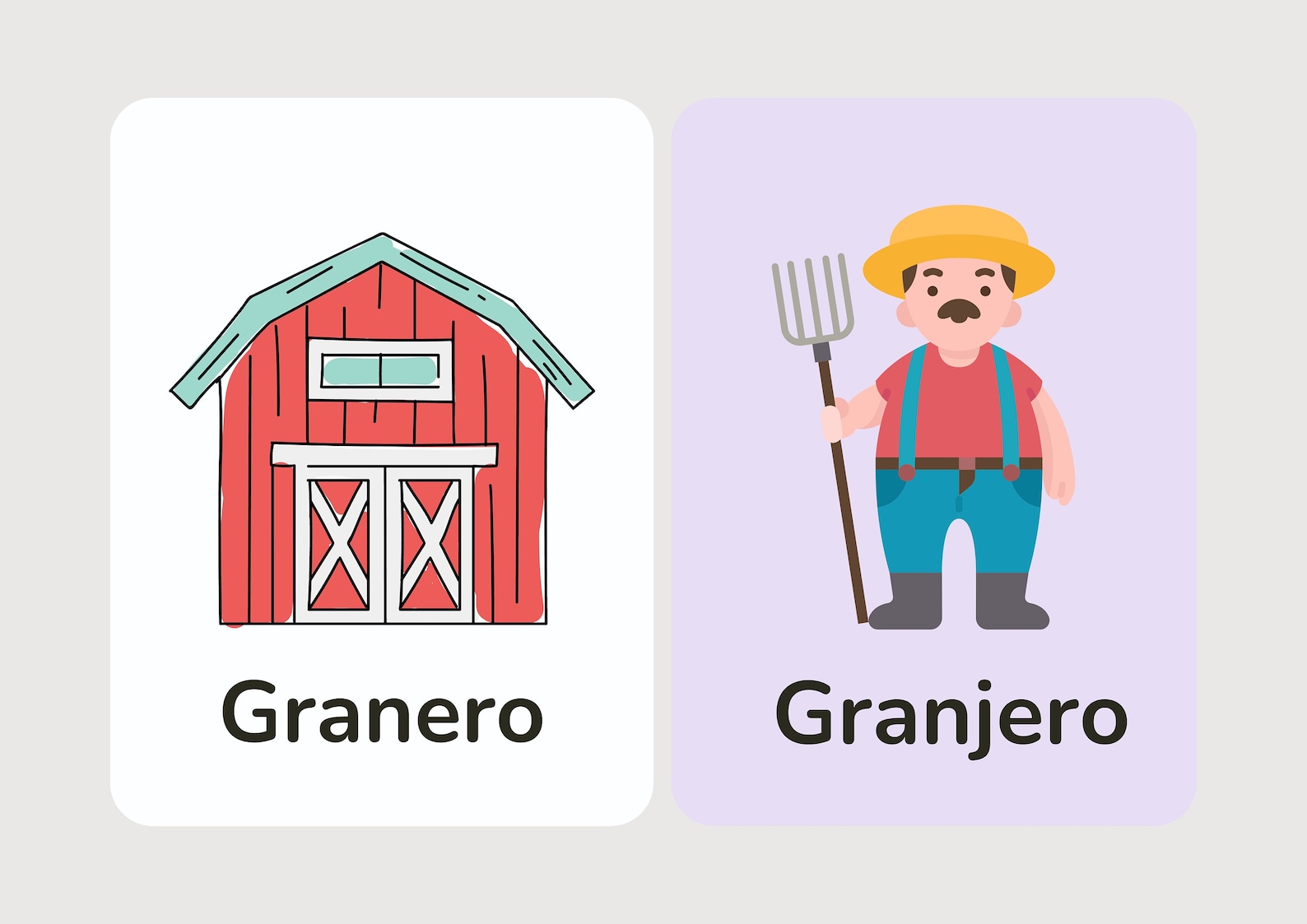 Spanish Farm Animals Flash Cards | Teach Kids Spanish | Bilingual Kids ...