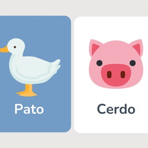 Spanish Farm Animals Flash Cards | Teach Kids Spanish | Bilingual Kids ...