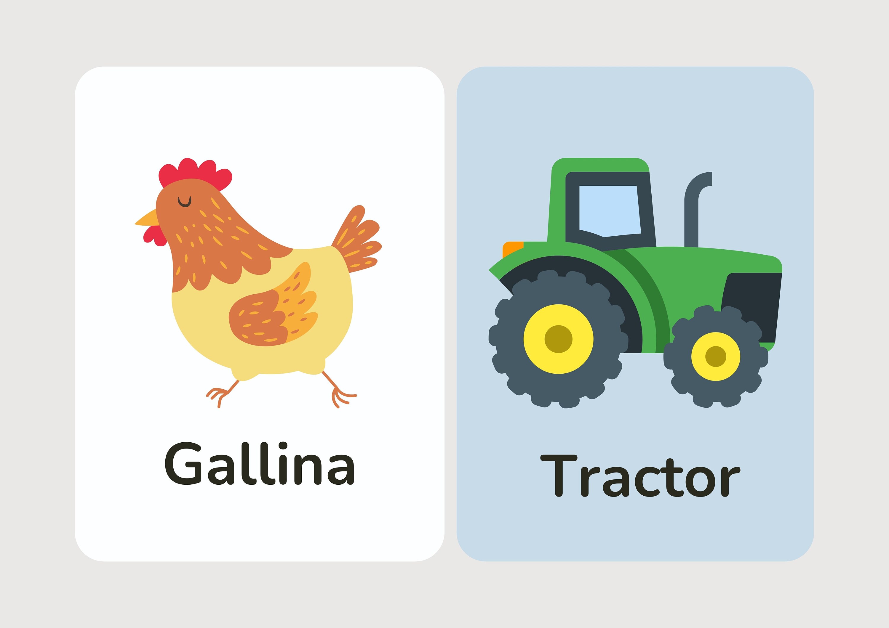 Spanish Farm Animals Flash Cards | Teach Kids Spanish | Bilingual Kids ...