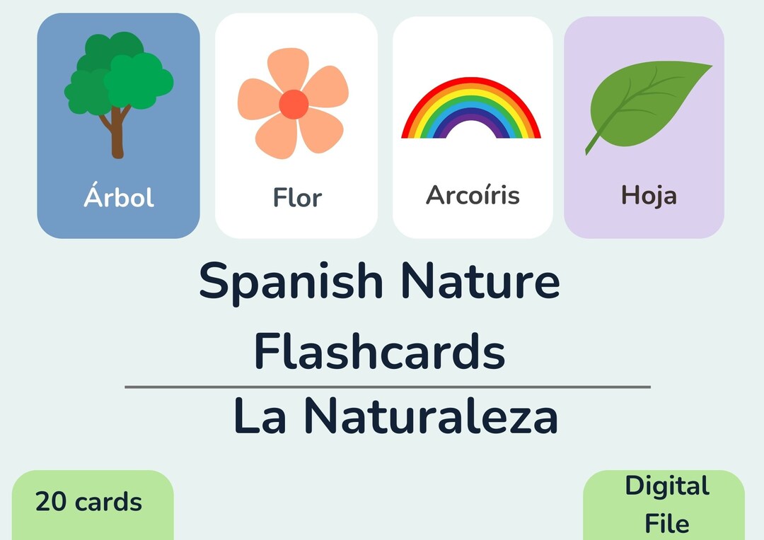 Spanish Nature Flash Cards | Teach Kids Spanish | Bilingual Kids ...