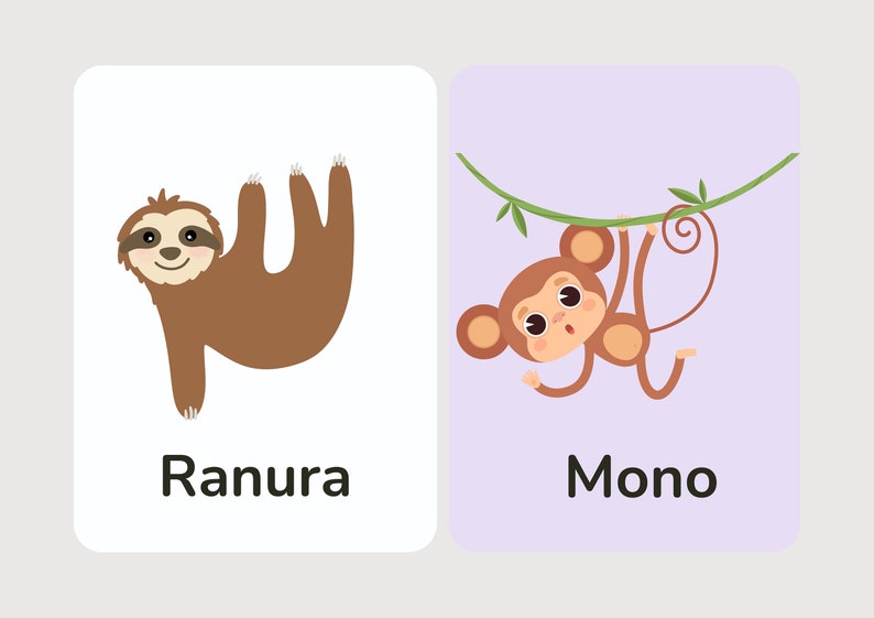 Spanish Wild Animals Flash Cards | Teach Kids Spanish | Bilingual Kids ...