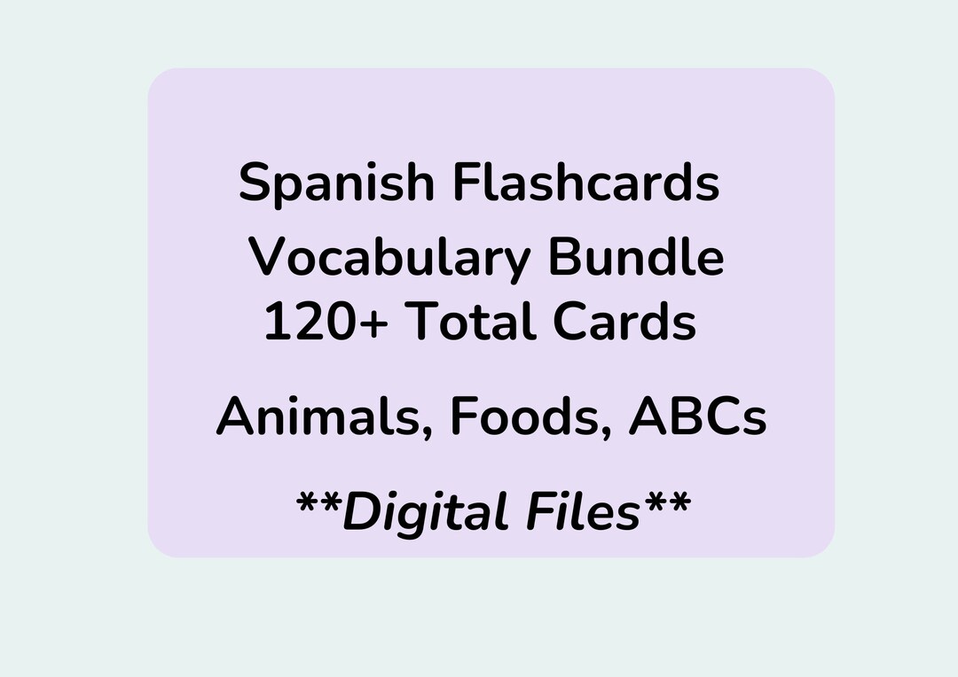 Spanish Flashcard Bundle 120+ Cards| Spanish Flashcards for Kids ...