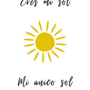Spanish You Are My Sunshine Wall Art | Spanish Eres Mi Sol | Nursery ...