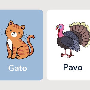 Spanish Farm Animals Flash Cards | Teach Kids Spanish | Bilingual Kids ...