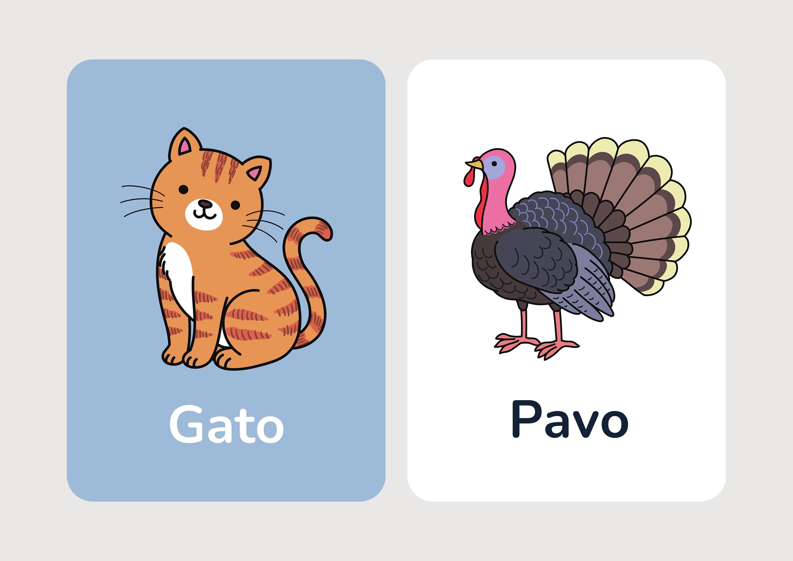 Spanish Farm Animals Flash Cards | Teach Kids Spanish | Bilingual Kids ...