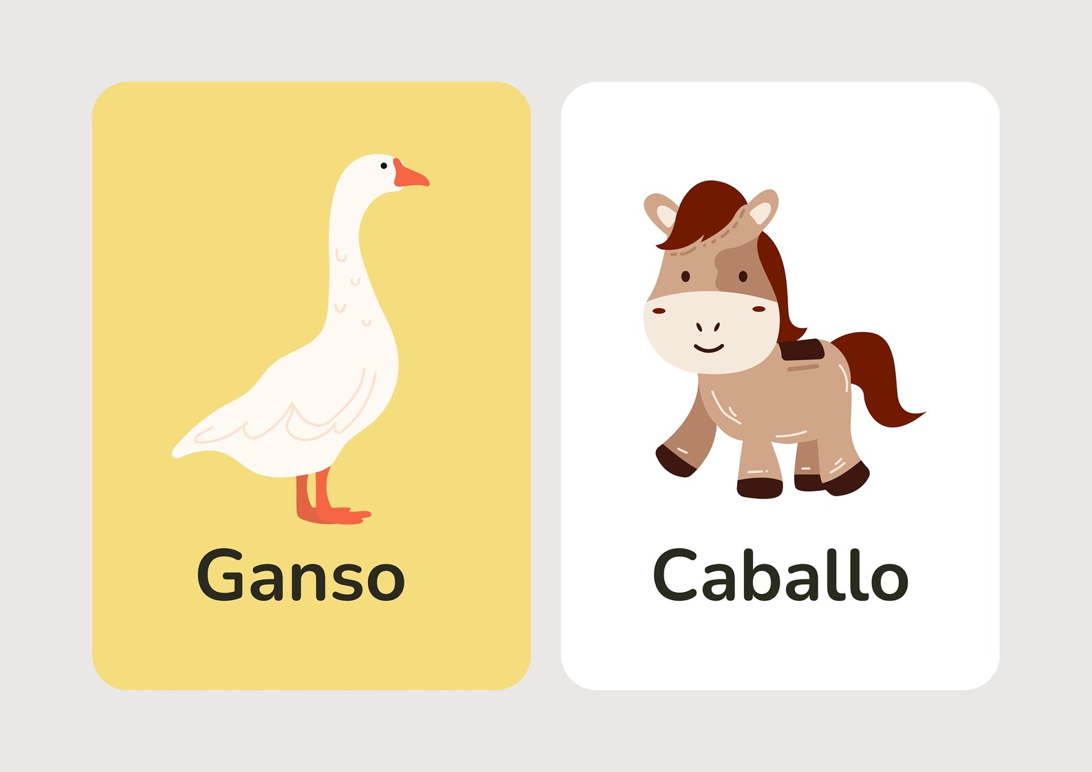 Spanish Farm Animals Flash Cards | Teach Kids Spanish | Bilingual Kids ...