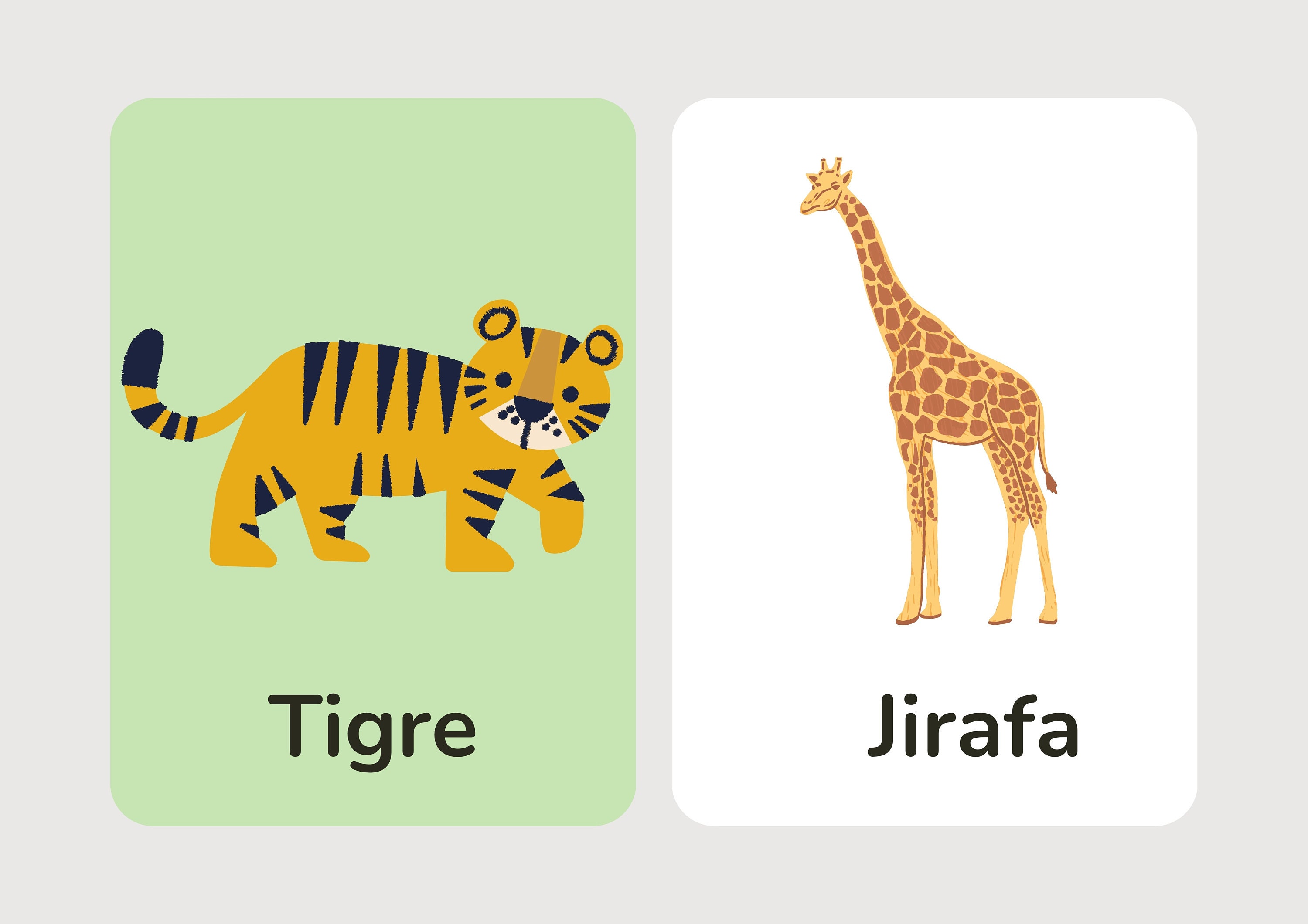 Spanish Wild Animals Flash Cards | Teach Kids Spanish | Bilingual Kids ...