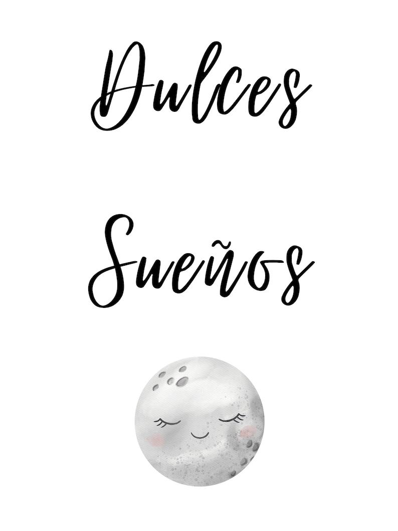 Spanish Good Night | Buenas Noches Dulce Sueños| Nursery Decor| Spanish ...
