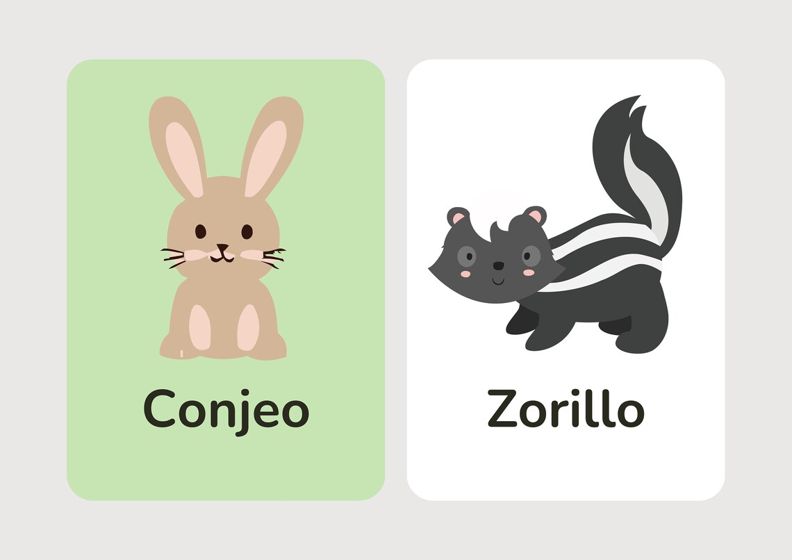 Spanish Animal Flashcards Teach Kids Spanish Español Learning Bilingual ...