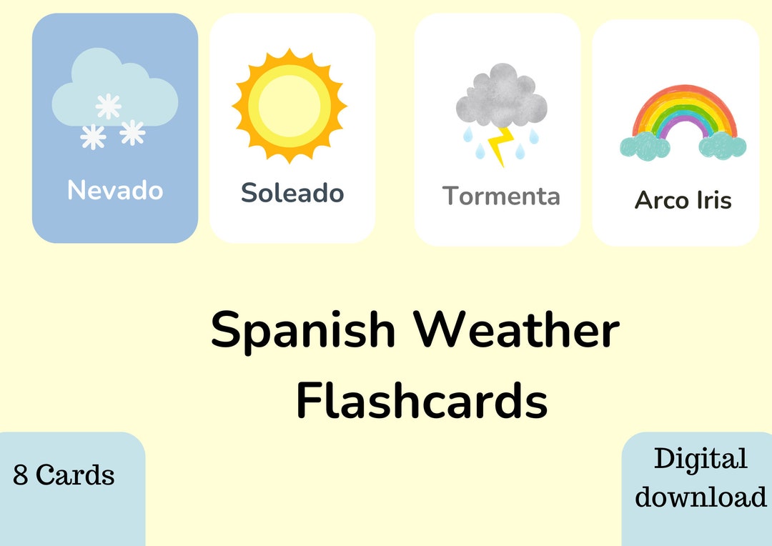 Spanish Weather Flashcards | Teach Kids Spanish | Español Learning ...