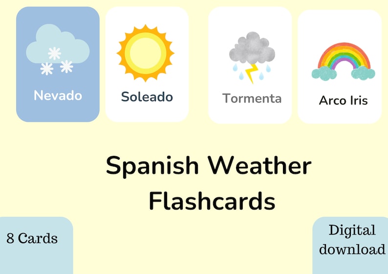 Spanish Weather Flashcards | Teach Kids Spanish | Español Learning ...