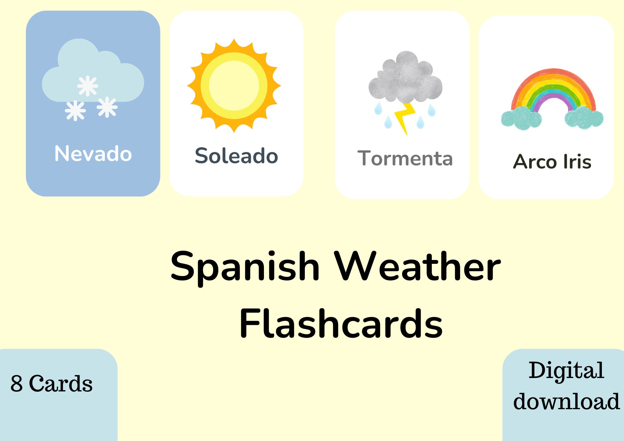 Spanish Weather Flashcards | Teach Kids Spanish | Español Learning ...