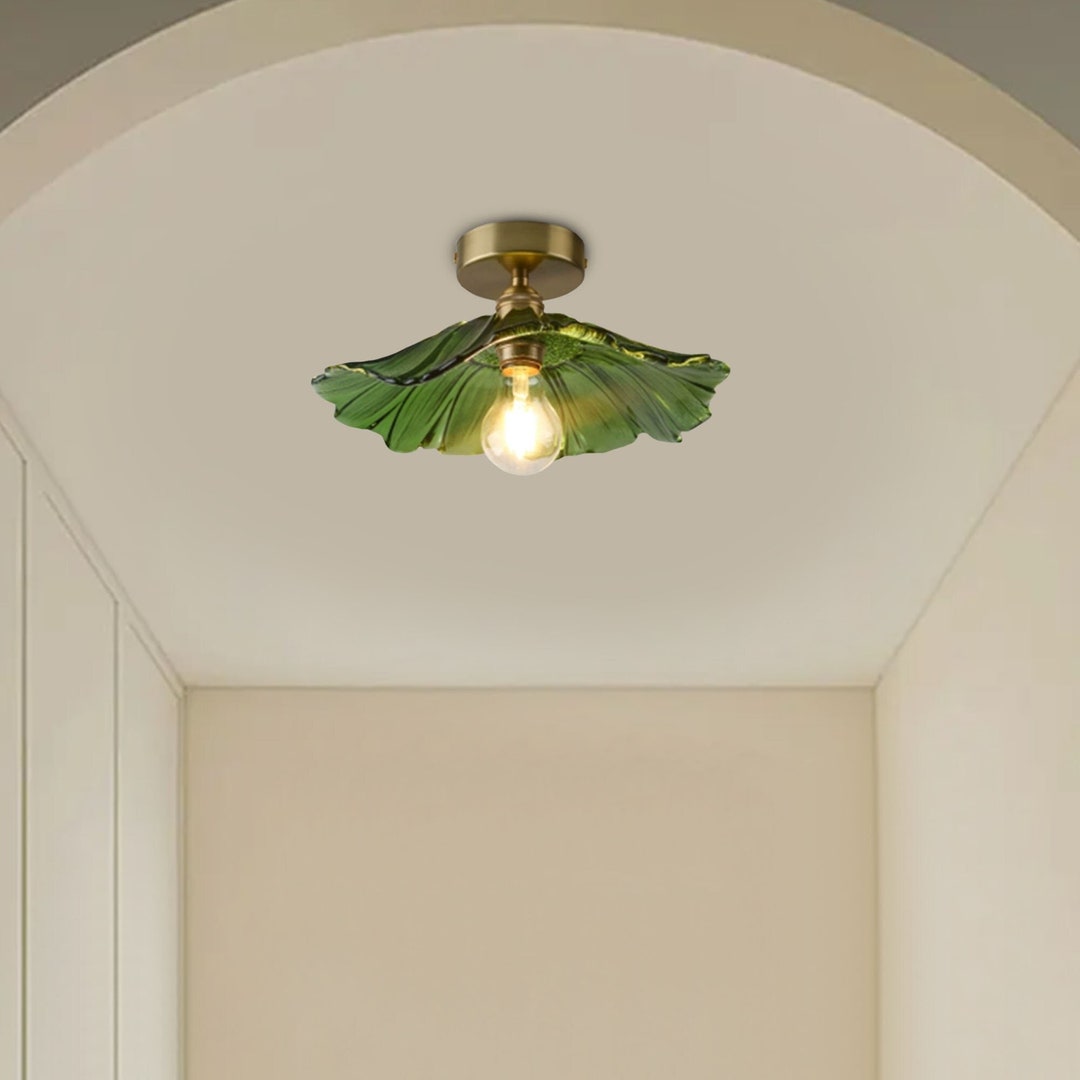 Rustic Green Glass Ceiling Lamp-glass Bathroom Lighting Fixture ...