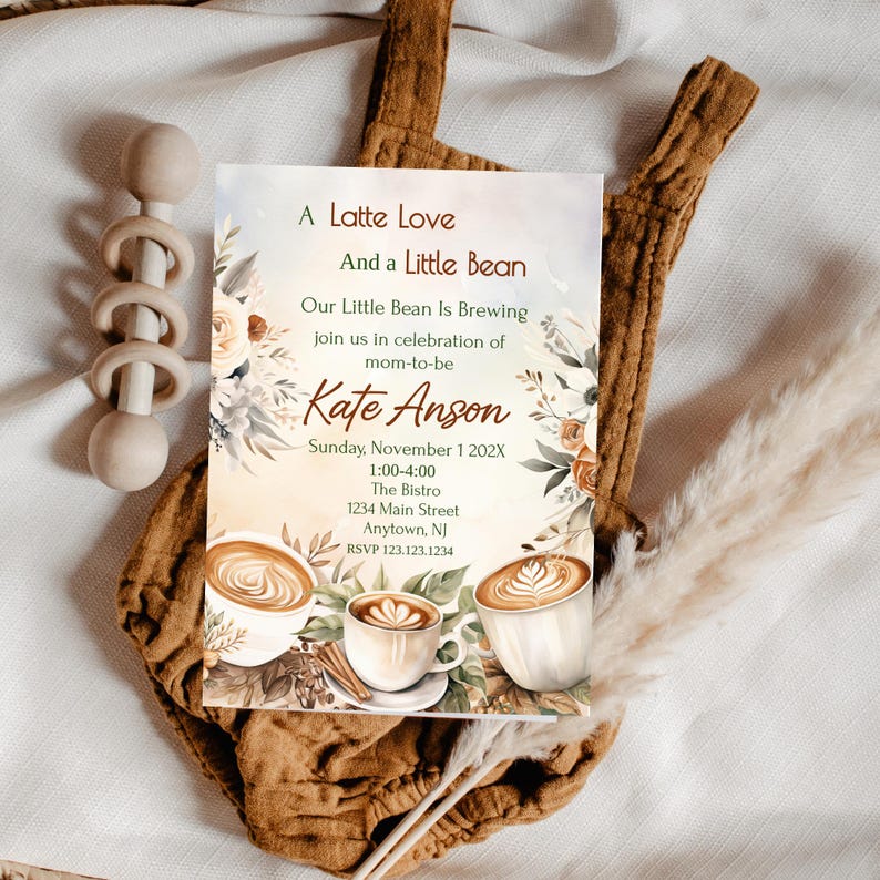 Coffee Bean Shower Invitation, Little Bean Coffee Baby Shower Invite ...
