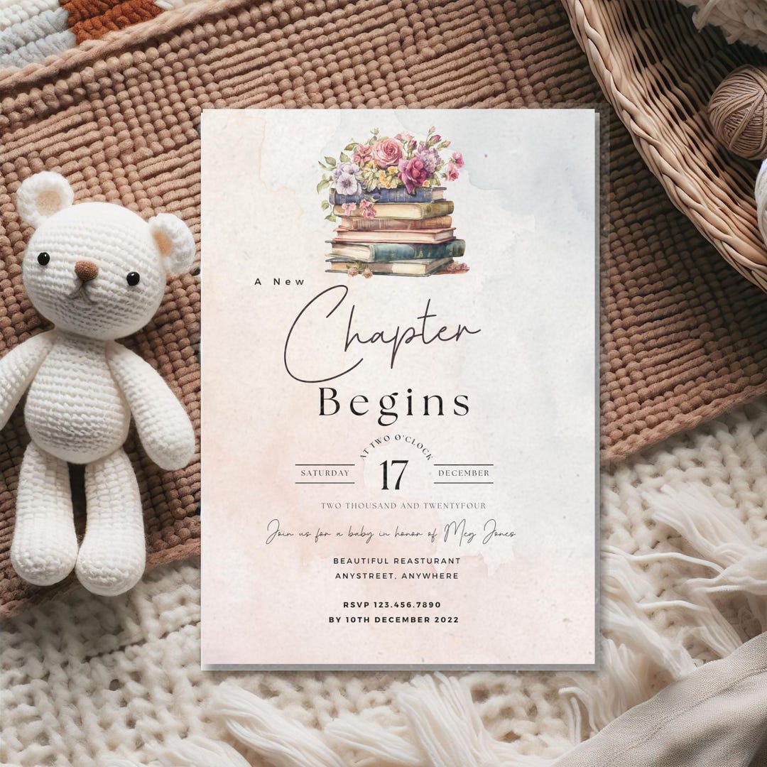 A New Chapter is About to Begin, Girl Floral, Book Themed Baby Shower ...