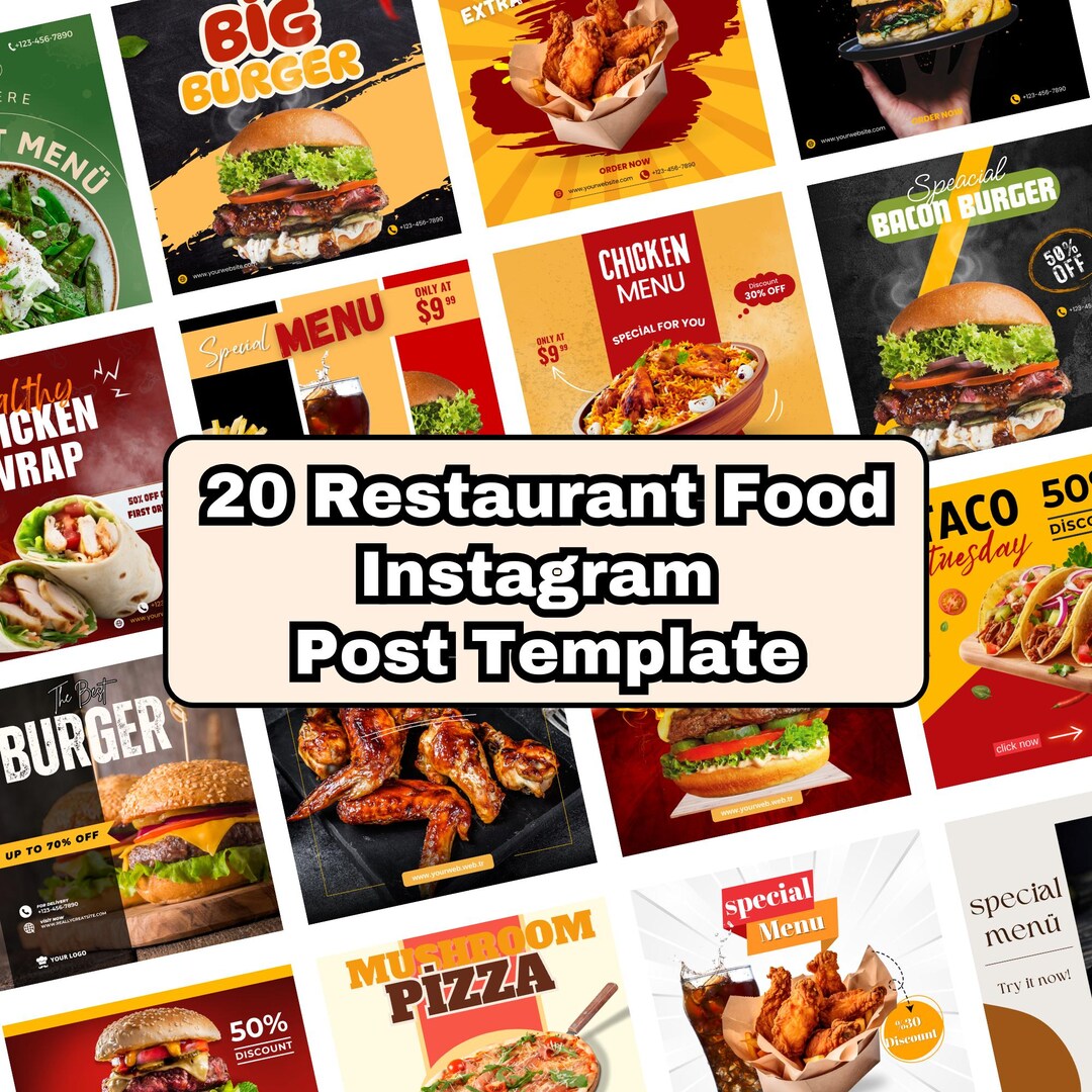 Restaurant Instagram Post Template, Canva Editable, Instagram Custom ...