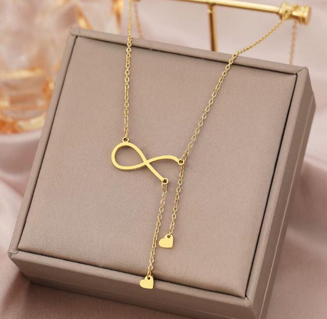 Stainless Steel Infinity Symbol Sweet Heart Necklace Elegant Minimalist ...