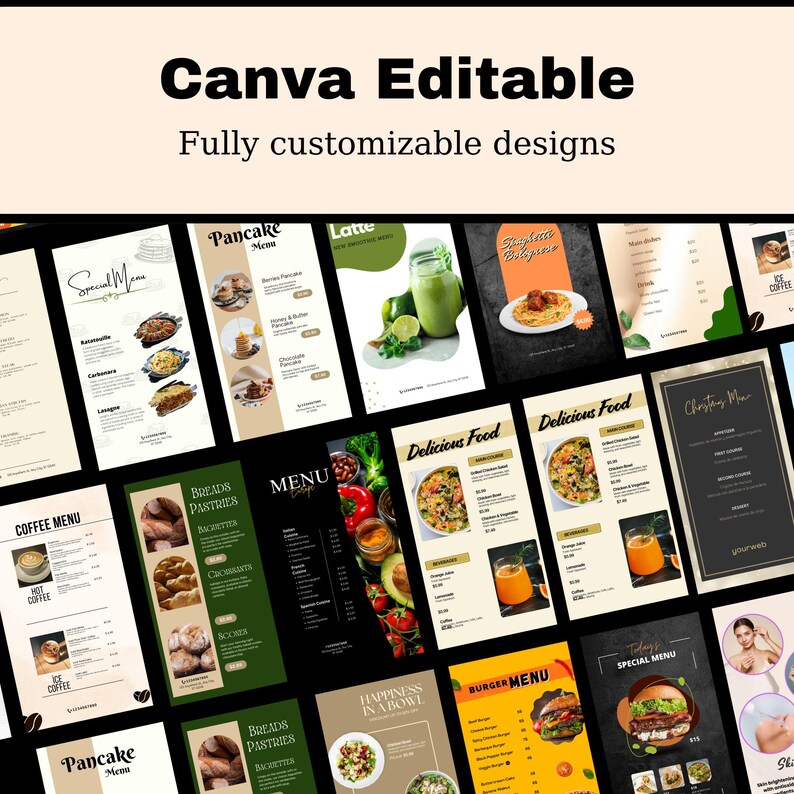 Restaurant Menu,canva Editable Menu, Menu Design, Cafe Menu,food Menu ...