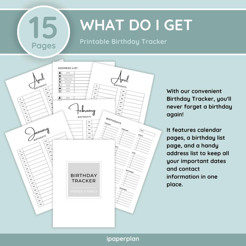 Printable Birthday Tracker Bundle, Printable Birthday Calendar ...