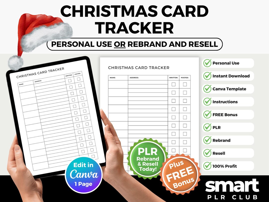 Printable Christmas Card Tracker, Holiday Address and Greeting Card ...