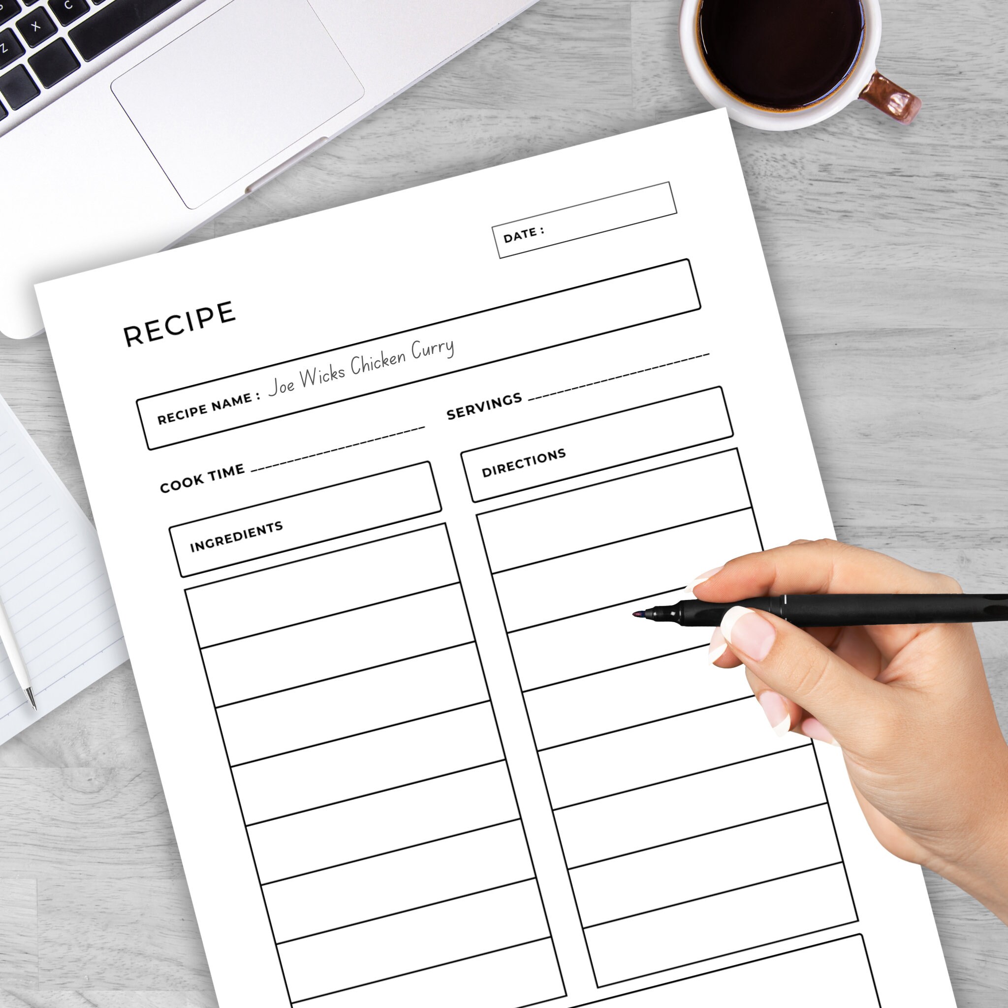 Recipe Book Template Printable, Blank Recipe Page, Cook Book Journal ...