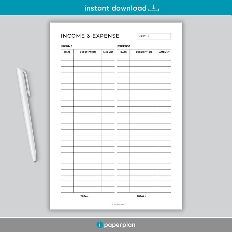 Printable Income and Expense Tracker, Finance Planner, Spending Log ...
