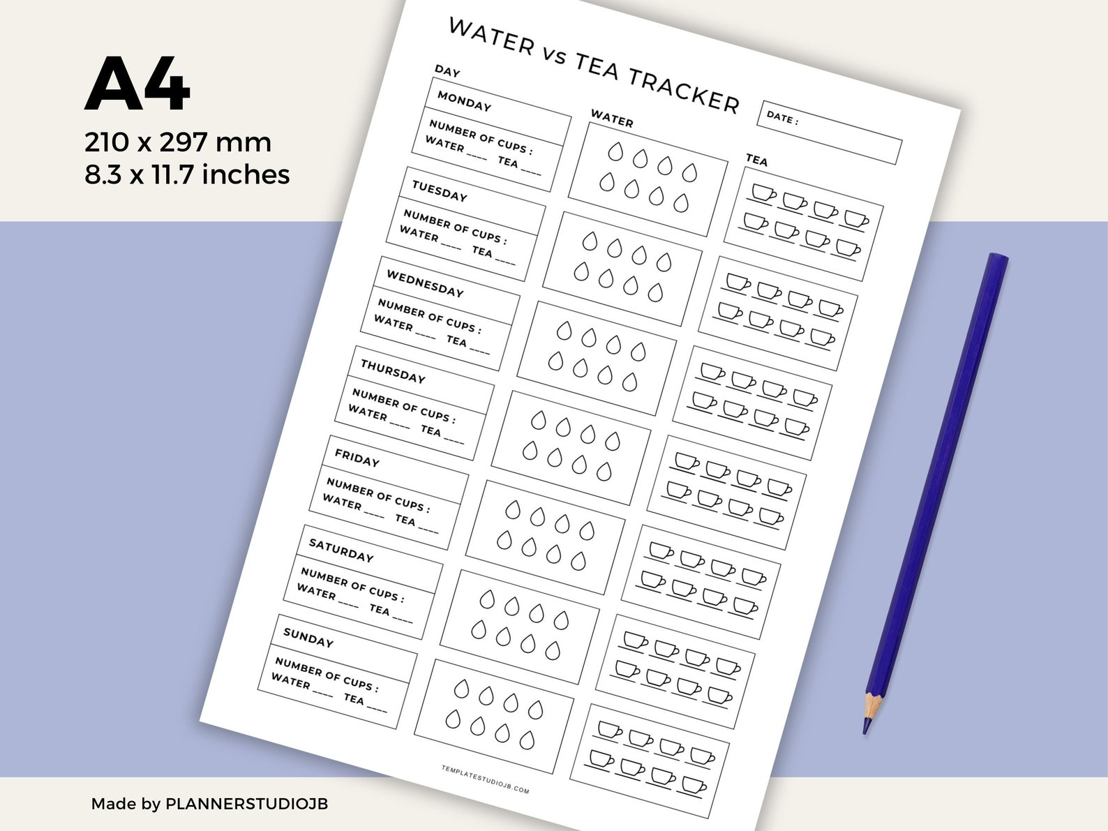 Weekly Water Hydration Tracker Printable & Fillable Water Vs - Etsy