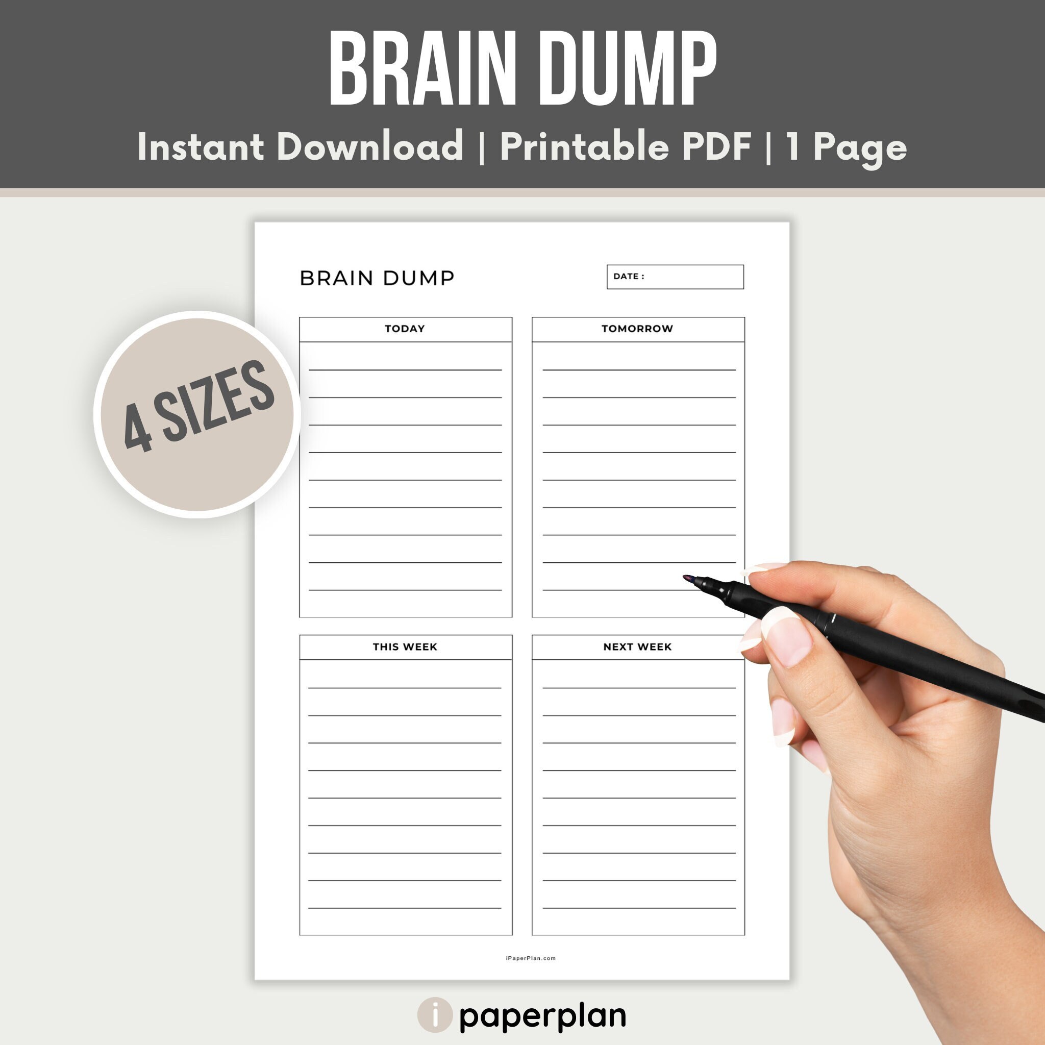 Printable Brain Dump Planner, Mind Organiser, Get It Done Plan, Life ...