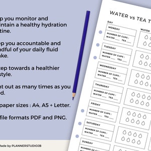 Weekly Water Hydration Tracker Printable & Fillable Water Vs - Etsy