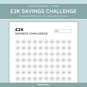 2K Savings Challenge Printable, Cash Saving Tracker, Money Savings Log ...