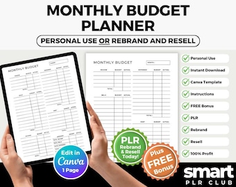 Spending Tracker Printable | Editable Canva PLR Template | Rebrand ...