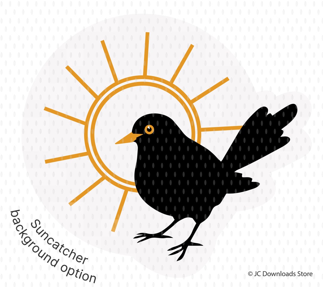 Blackbird With Rising Sun SVG Digital Download Sun Catcher Sticker ...