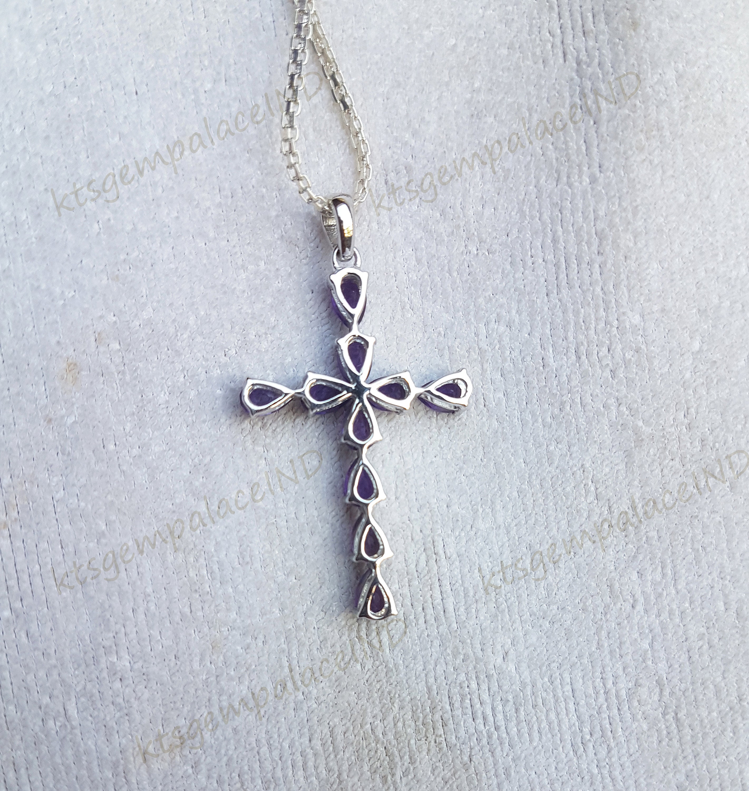 Amethyst Cross Pendant, Religous Cross Pendant, Sterling Silver 925 ...