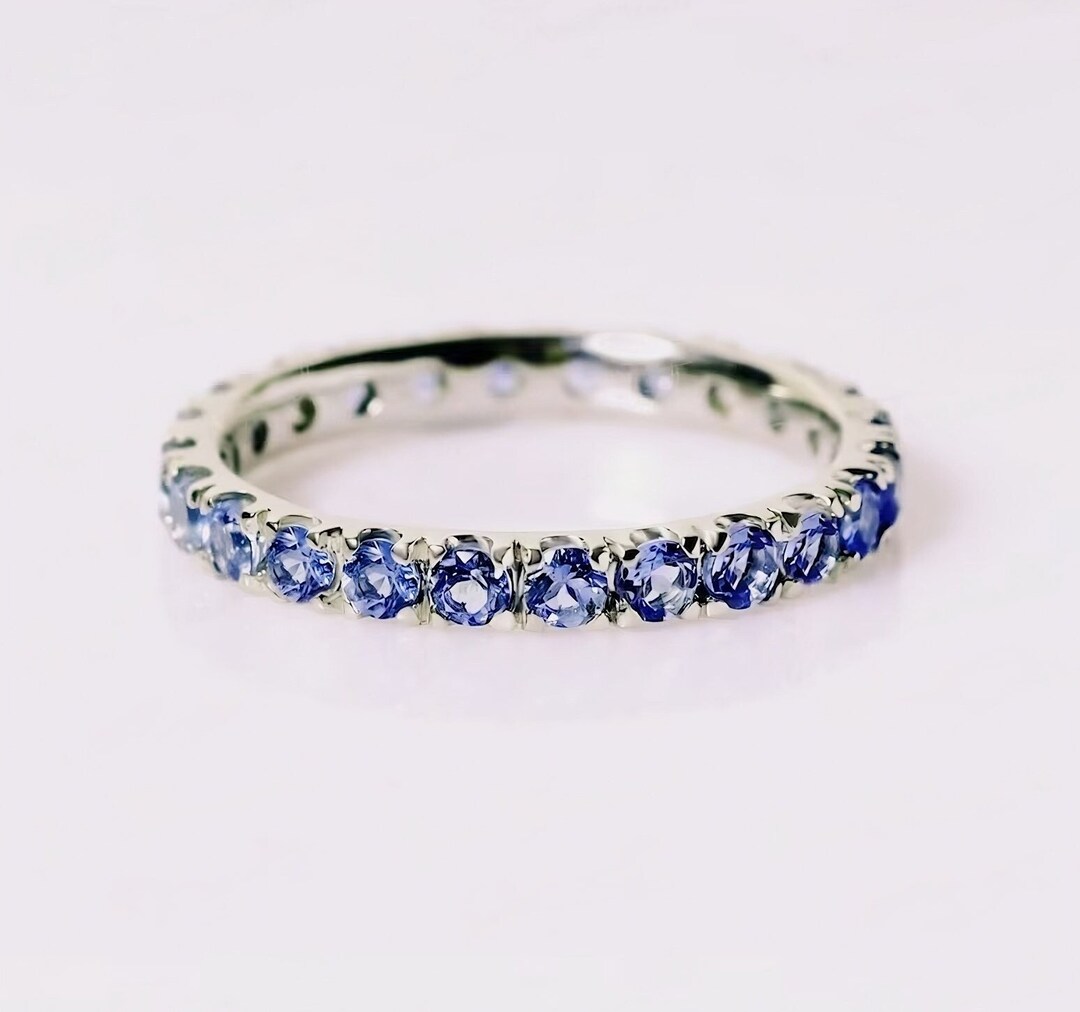 Tanzanite Wedding Band Ring, Tanzanite Full Eternity Band, Engagement ...